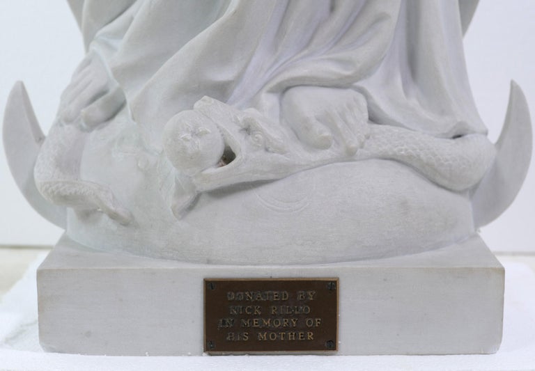 1940s Hand-Carved Marble Statue of Mary w/ Serpent and Fruit Underfoot ...