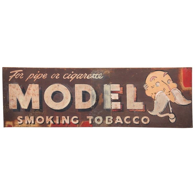 1940s Hand-Painted Model Tobacco Sign For Sale at 1stDibs