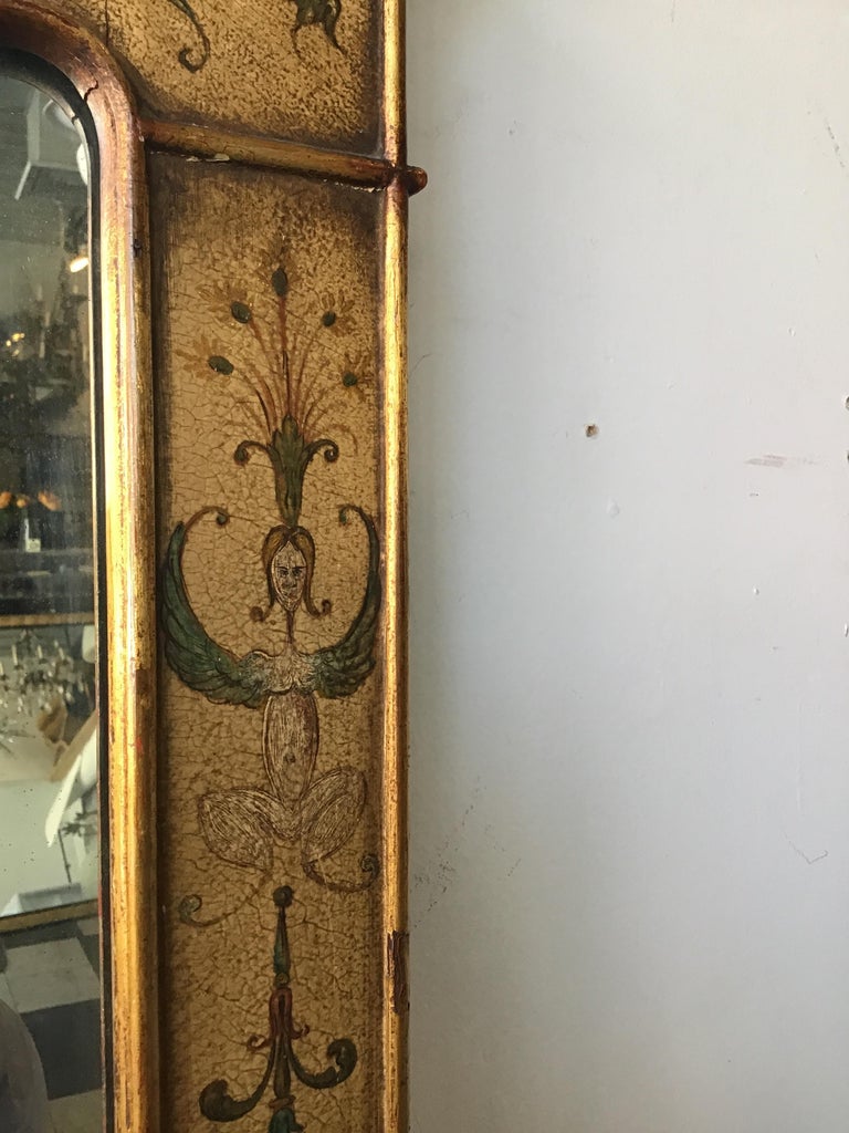 1940s Hand Painted Wood Adams Style Mirror at 1stDibs
