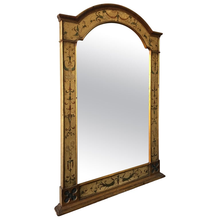 1940s Hand Painted Wood Adams Style Mirror at 1stDibs