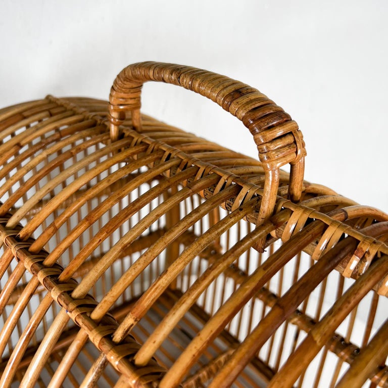 1940s Handmade Vintage Bent Bamboo Animal Carrier Cage For Sale at 1stDibs