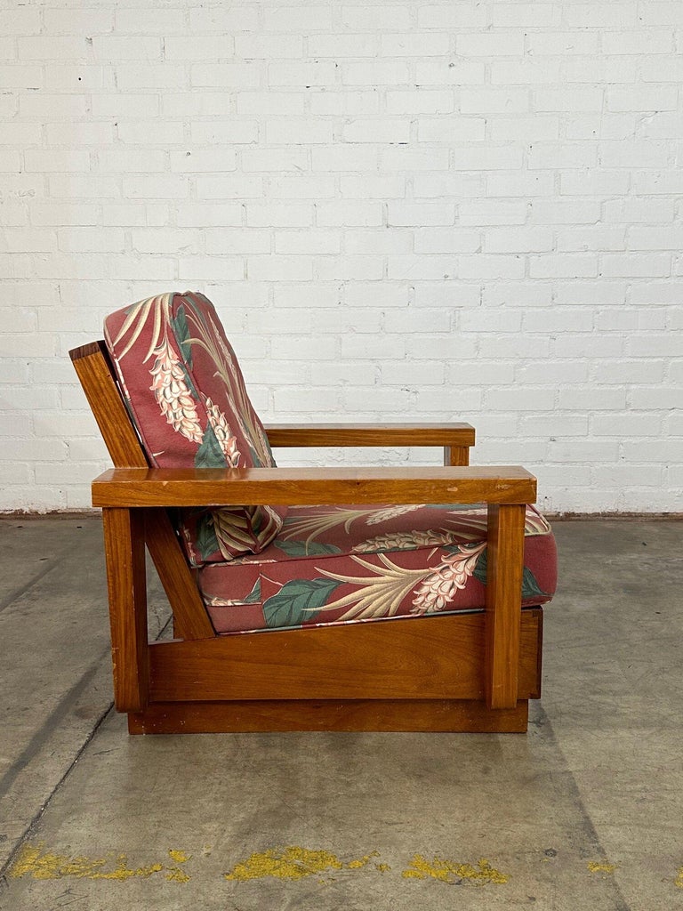 1940s Hawaiian Teak Wood Frame Lounge Chair For Sale at 1stDibs