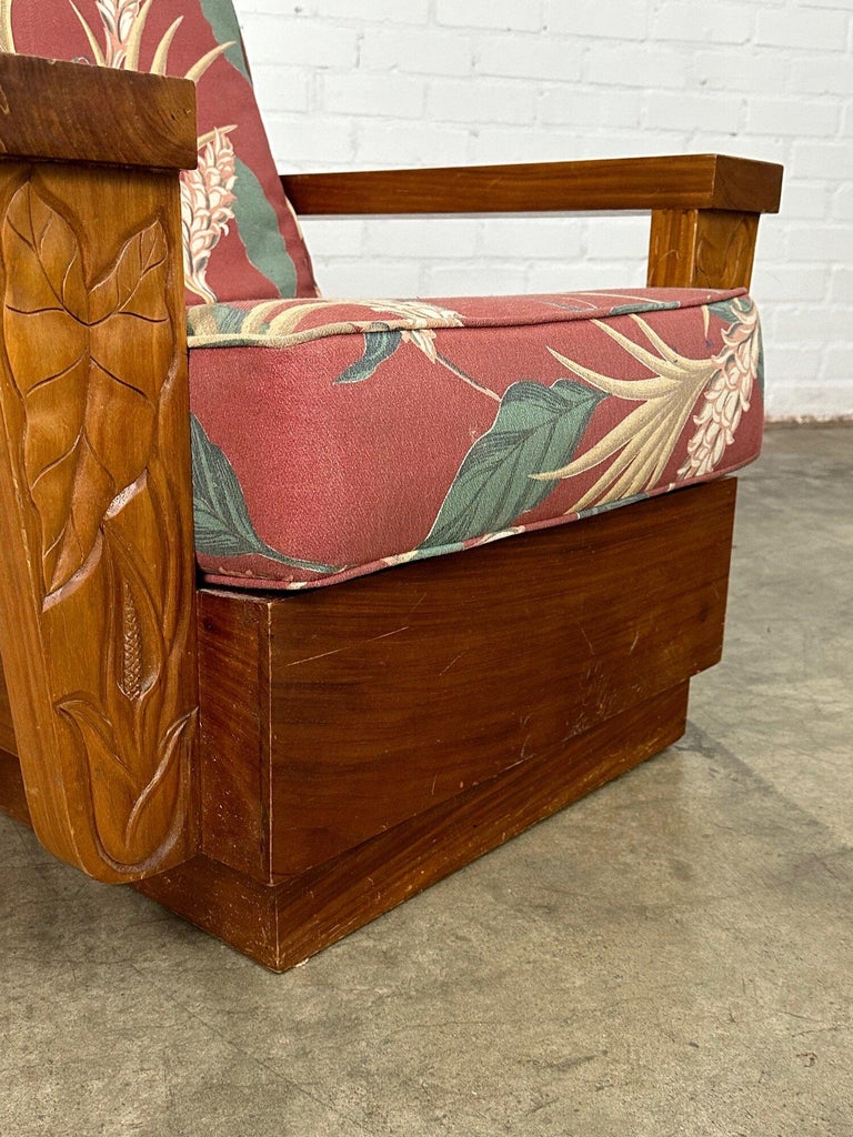 1940s Hawaiian Teak Wood Frame Lounge Chair For Sale at 1stDibs