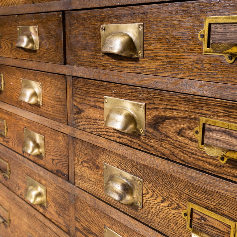 1940's High Quality English Oak Museum Display Cabinet, 12 Drawers ...