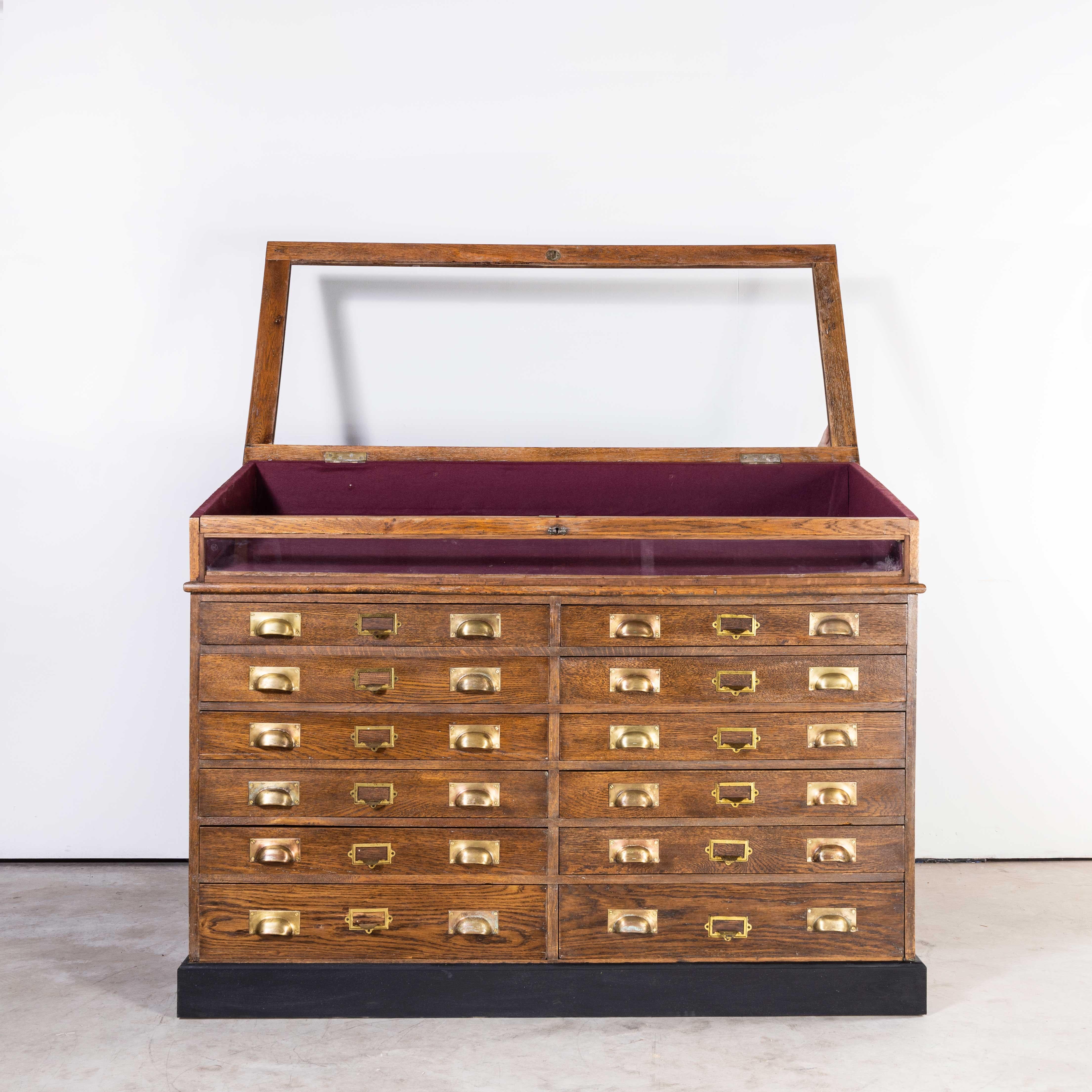 1940's High Quality English Oak Museum Display Cabinet at 1stDibs