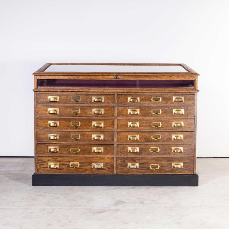1940's High Quality English Oak Museum Display Cabinet For Sale at 1stDibs