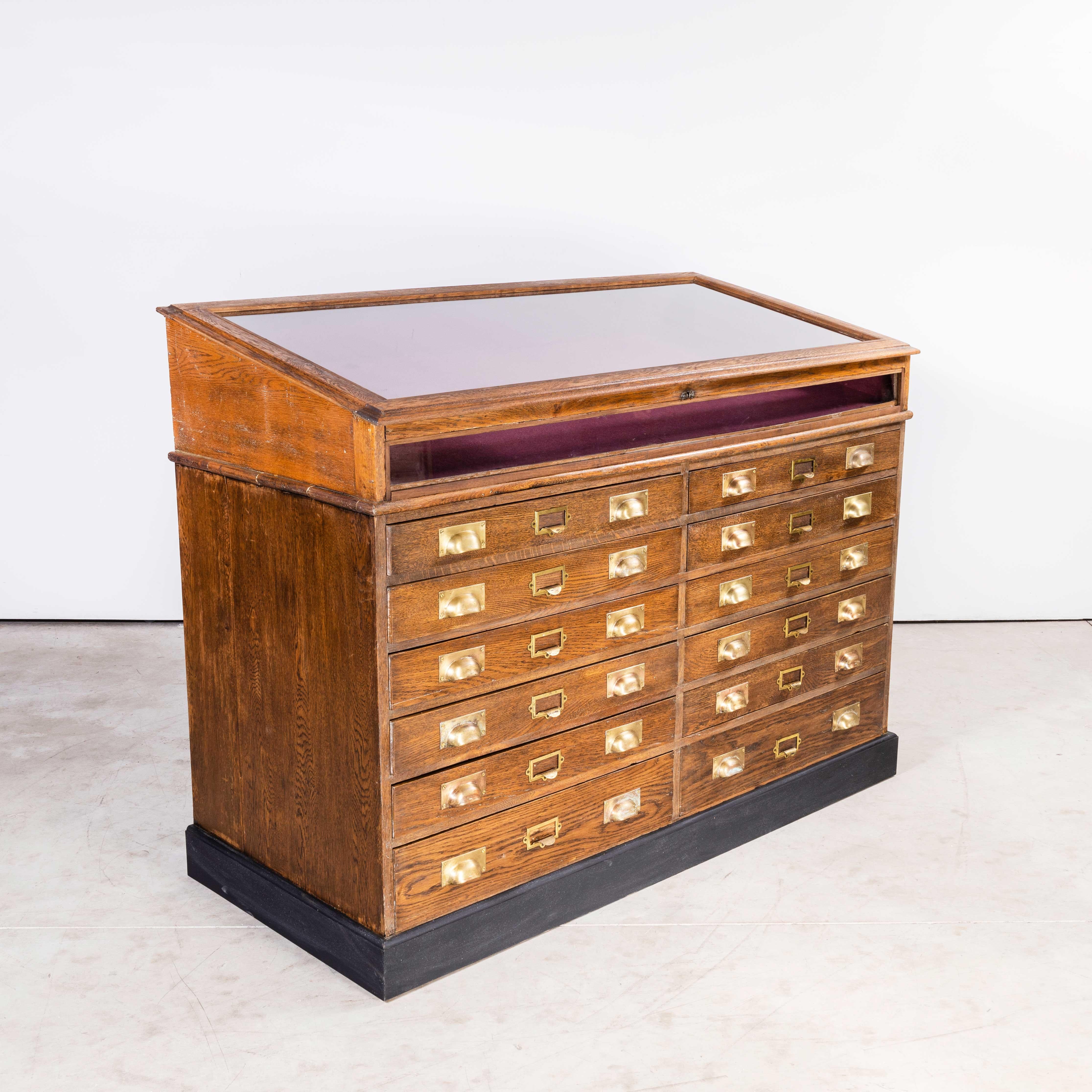 1940's High Quality English Oak Museum Display Cabinet at 1stDibs