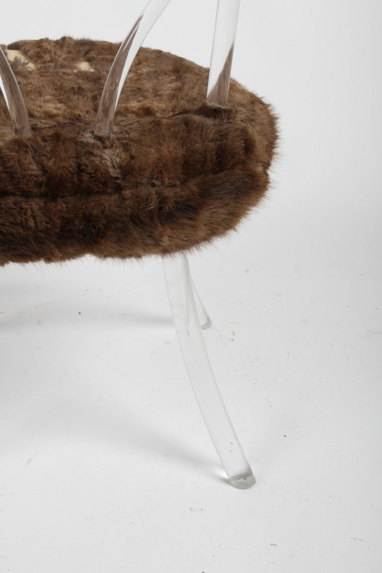 1940s Hollywood Glamour Lucite Vanity Chair or Stool with Swivel Base ...