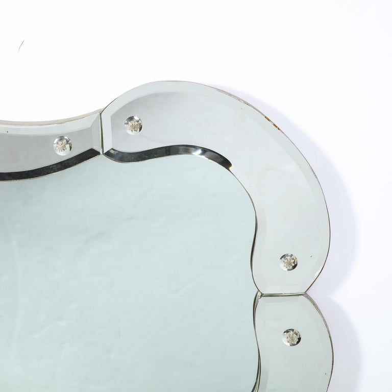 1940's Hollywood Sculptural Beveled Wall Mirror w/ Stylized Shield ...
