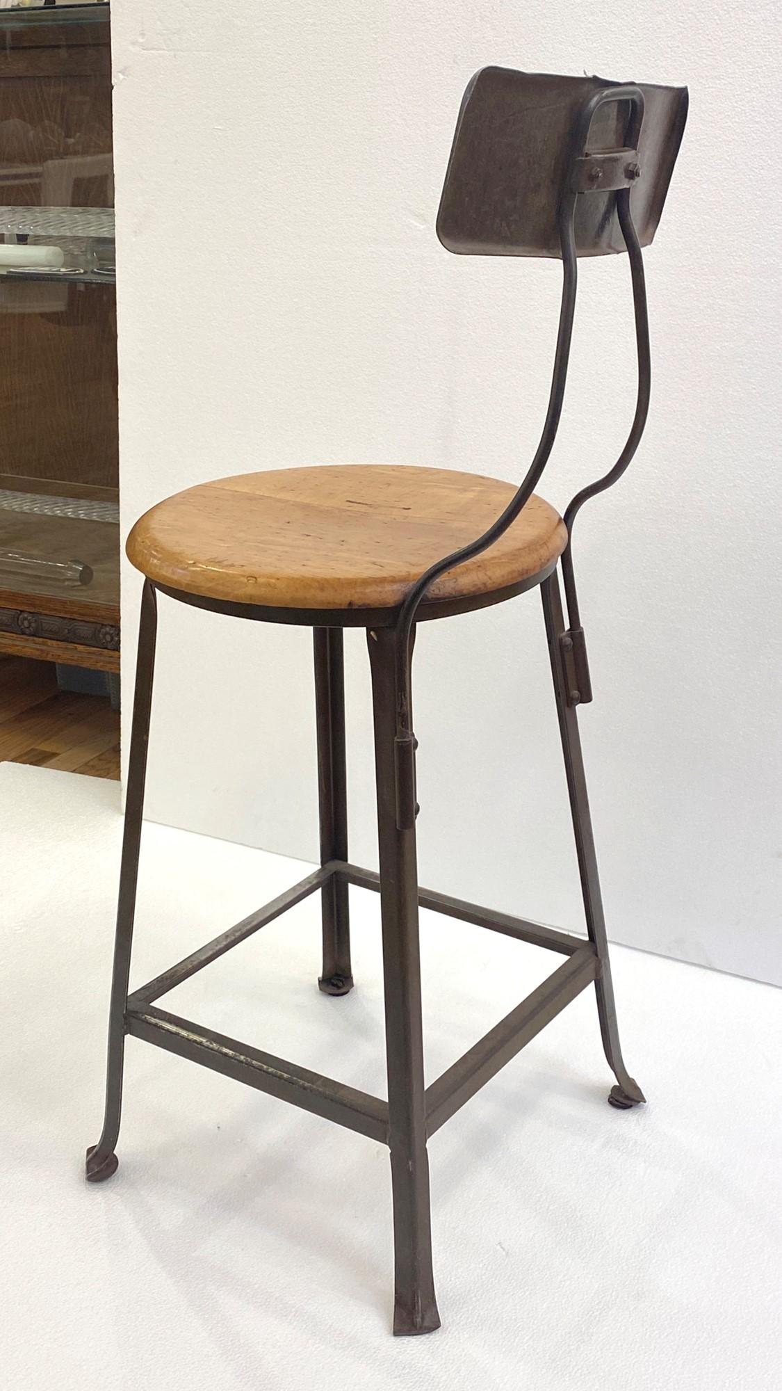 1940s Industrial Bar Height Steel and Wood Stool For Sale at 1stDibs ...
