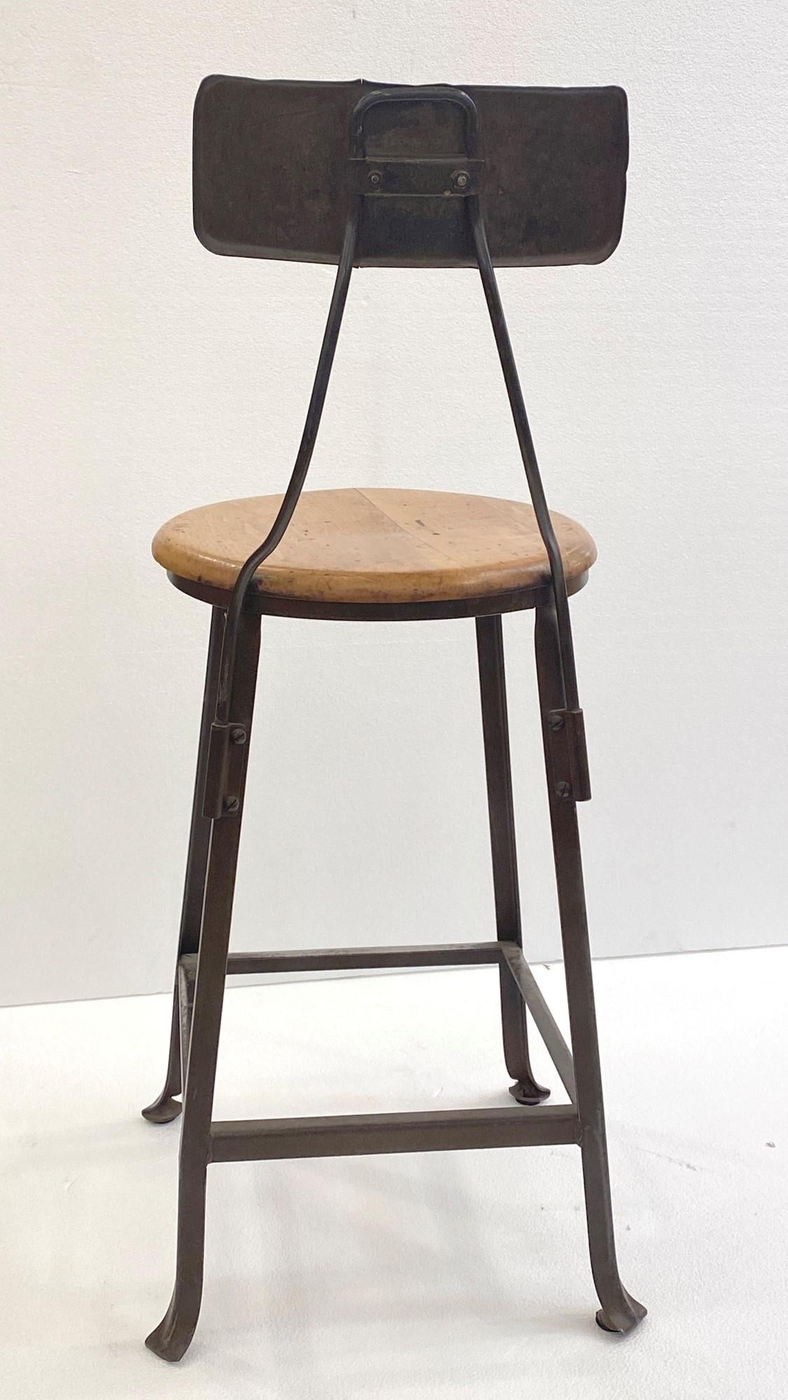 1940s Industrial Bar Height Steel and Wood Stool For Sale at 1stDibs ...