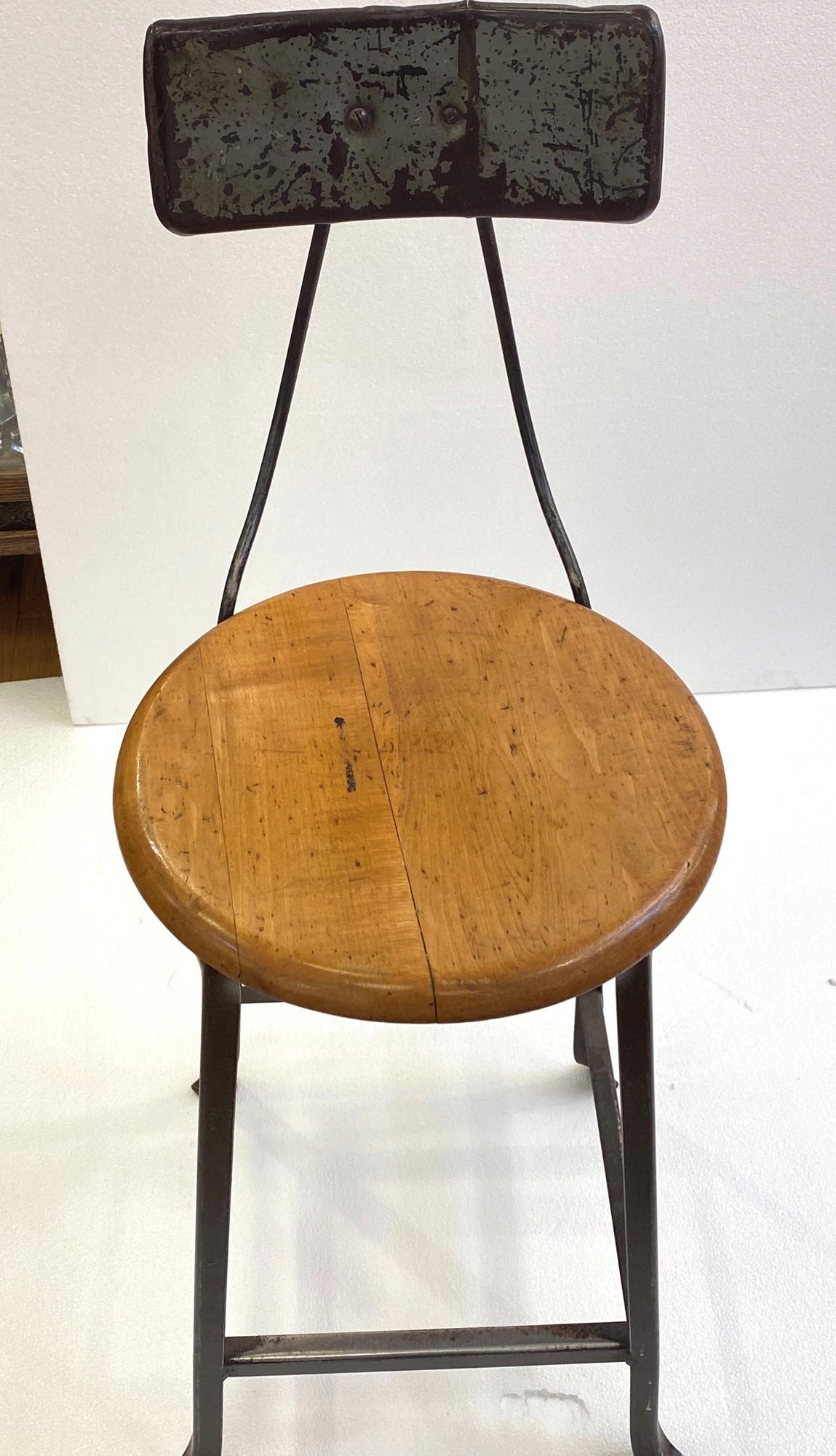 1940s Industrial Bar Height Steel and Wood Stool For Sale at 1stDibs ...