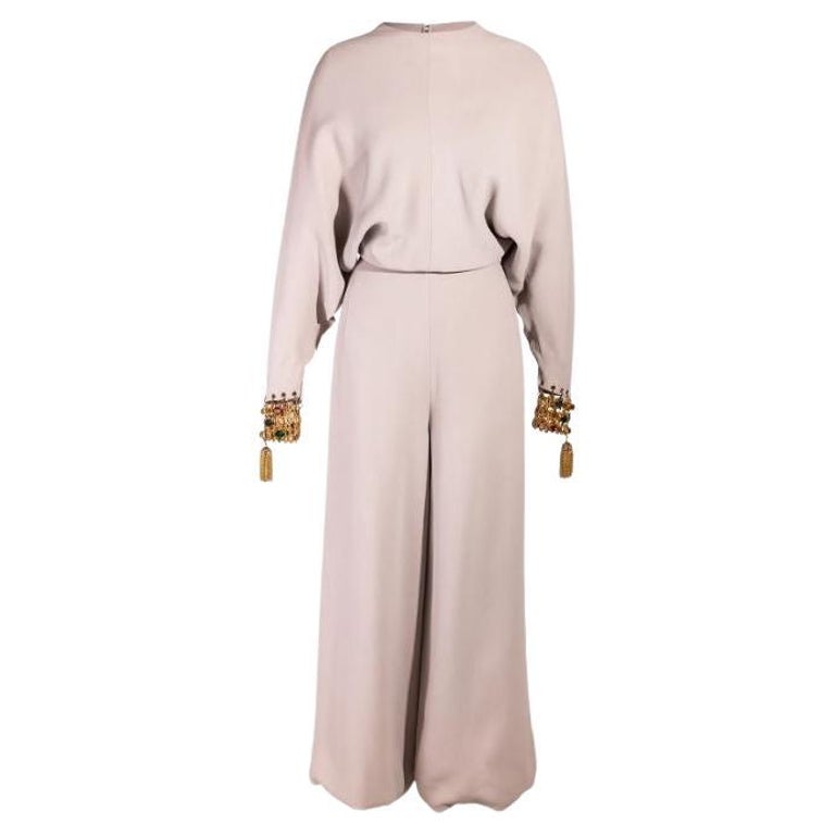 1940s Irene Slate Grey Long Sleeve Jumpsuit with Gold Cuffs, 1940s For ...