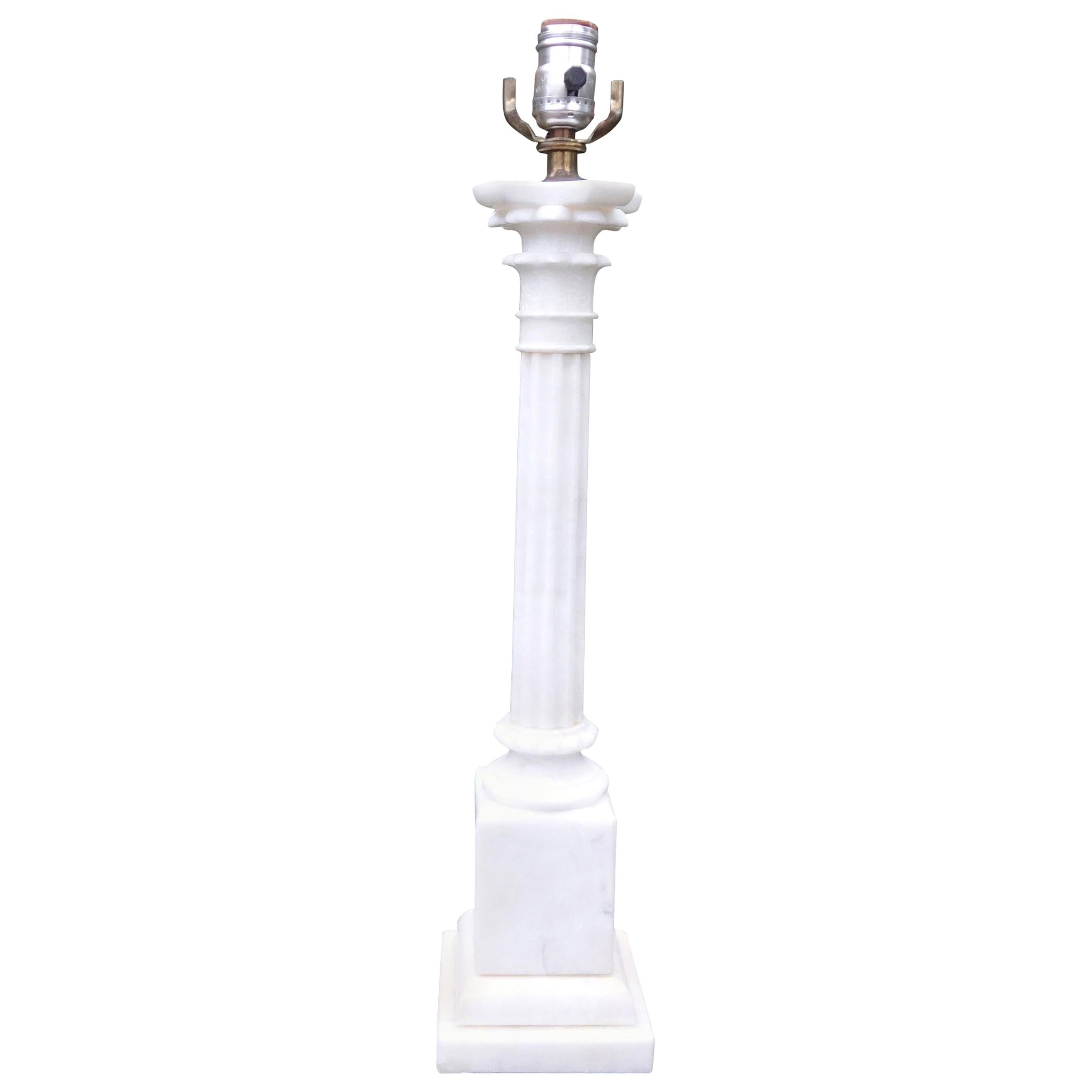 1940s Italian Alabaster Corinthian Column Lamp at 1stDibs