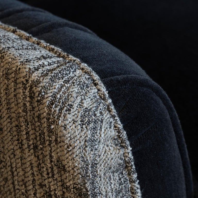 1940s Italian Armchair Gun Metal Grey Velvet and Brown/Gold Jacquard ...