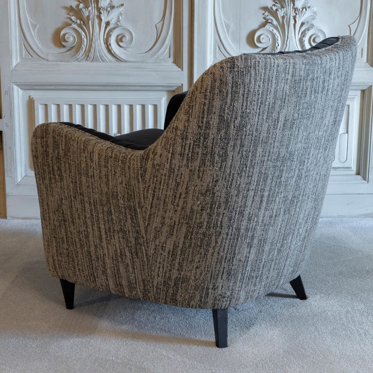 1940s Italian Armchair Gun Metal Grey Velvet and Brown/Gold Jacquard ...