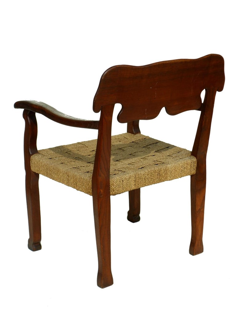 1940s Italian Design Gaudì Style Rope and Wood Pair of Chairs at 1stDibs