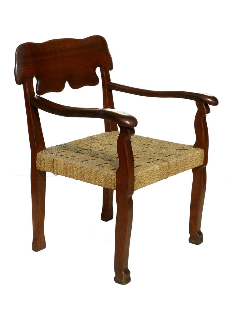 1940s Italian Design Gaudì Style Rope and Wood Pair of Chairs at 1stDibs