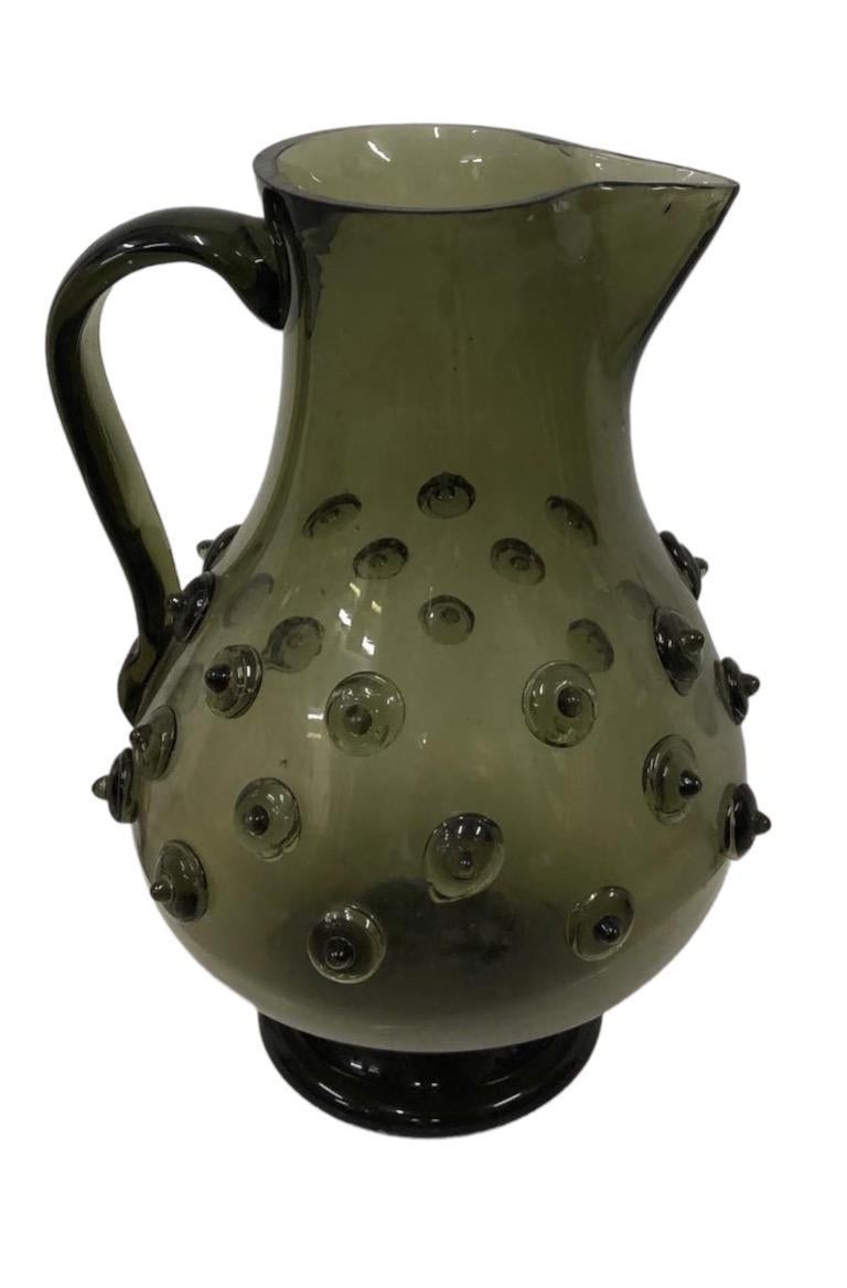 1940s Italian Green Glass Pitcher with Raised Glass Details For Sale at ...