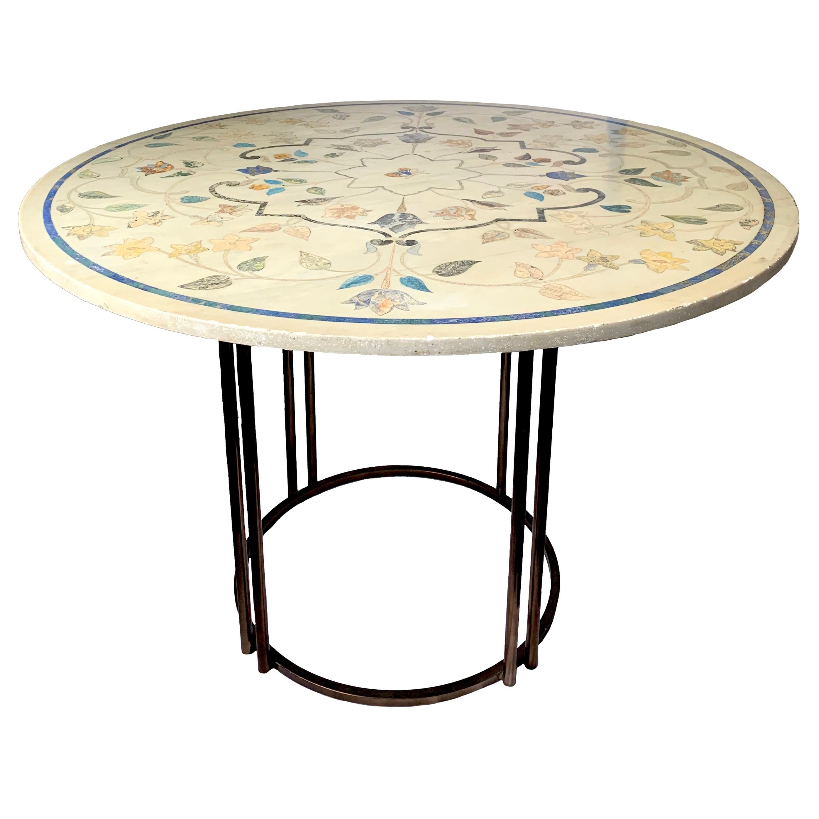 Round Green Marble Center Table at 1stdibs