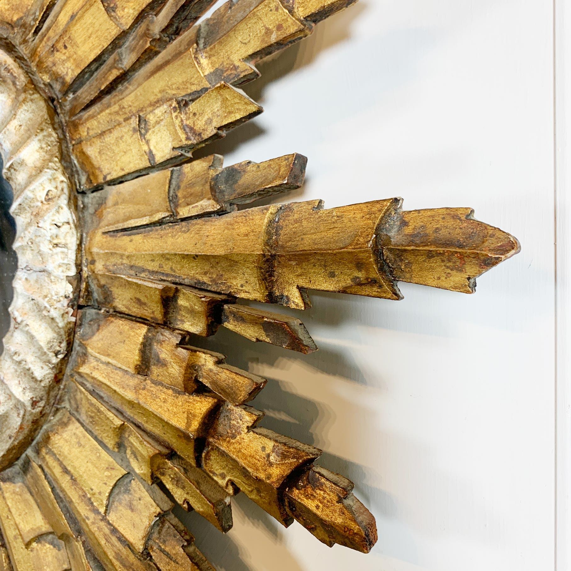 1940's Italian Wooden Sunburst Mirror For Sale at 1stDibs