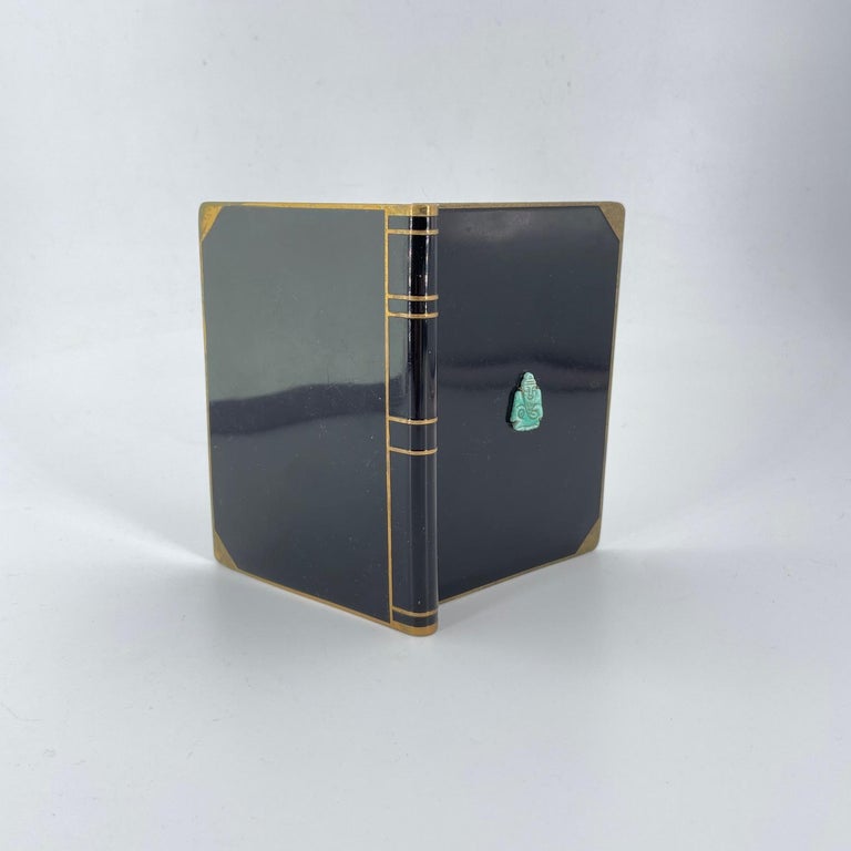 1940s Jeweled Enameled Brass Daybook Phonebook Note Pad with Stone ...