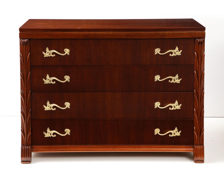 1940s John Stuart Large 4 Drawer Commodes with Gilt Brass Handles For ...