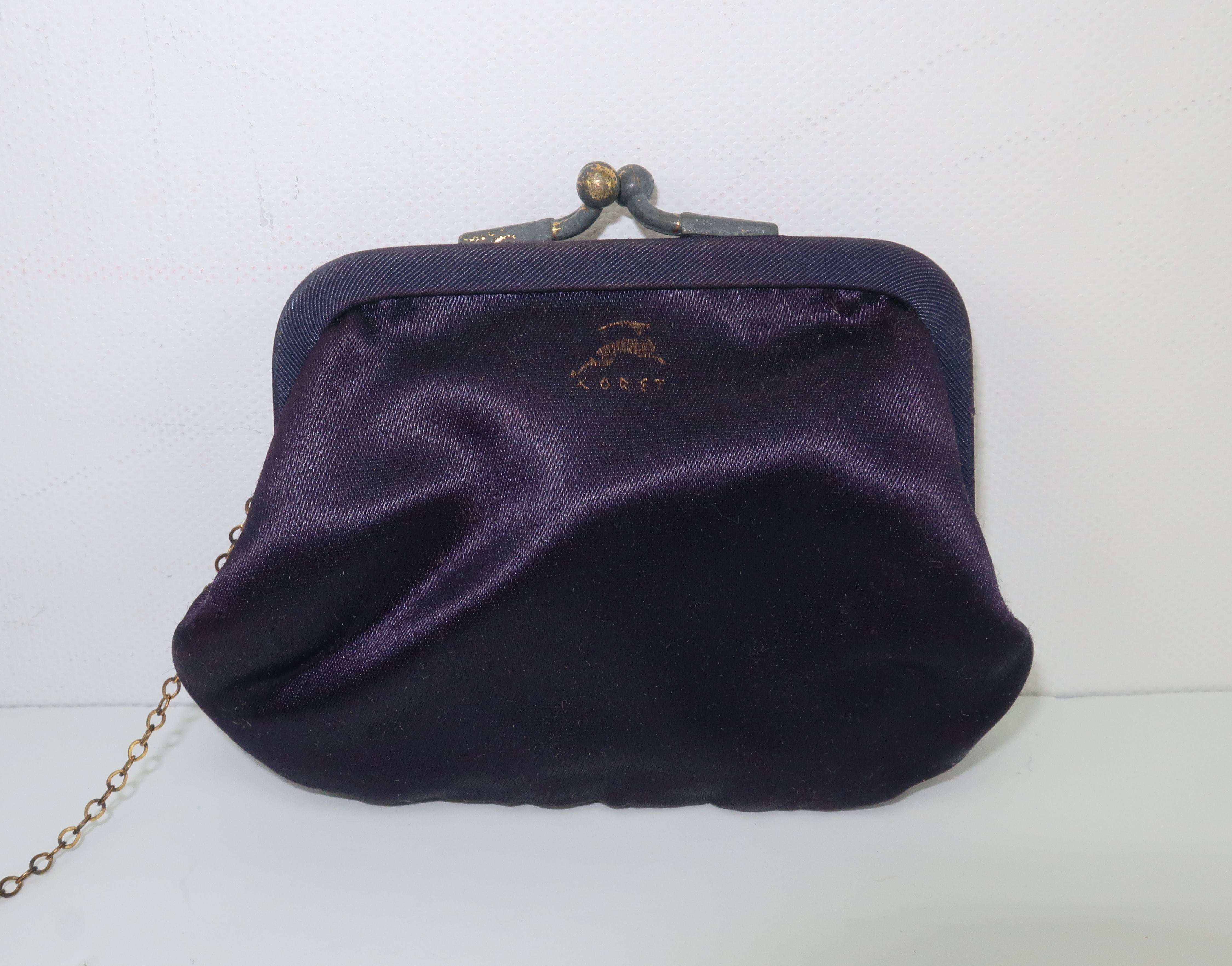 1940's Koret Black Suede Handbag With Unique Closure For Sale at ...