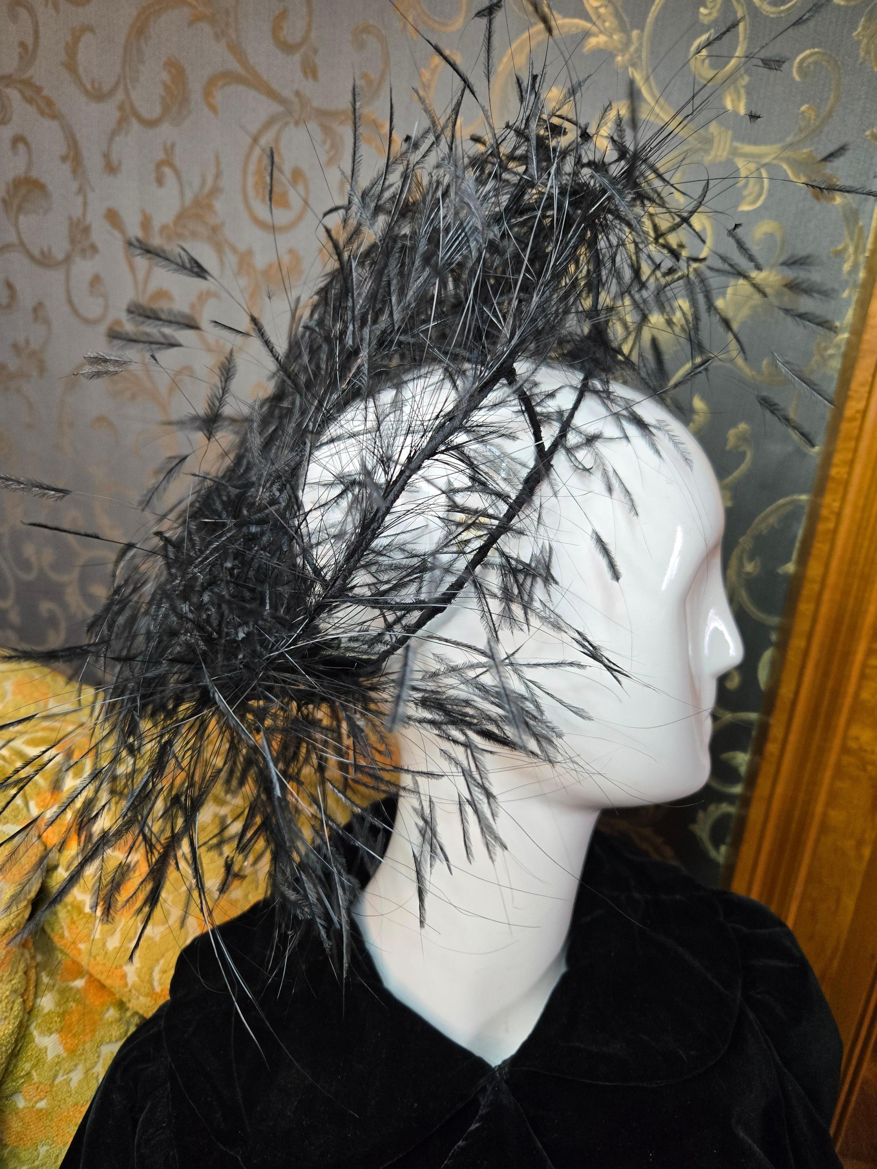 1940s Laddie Northridge Rare Ethereal Black Singed Ostrich Feather ...