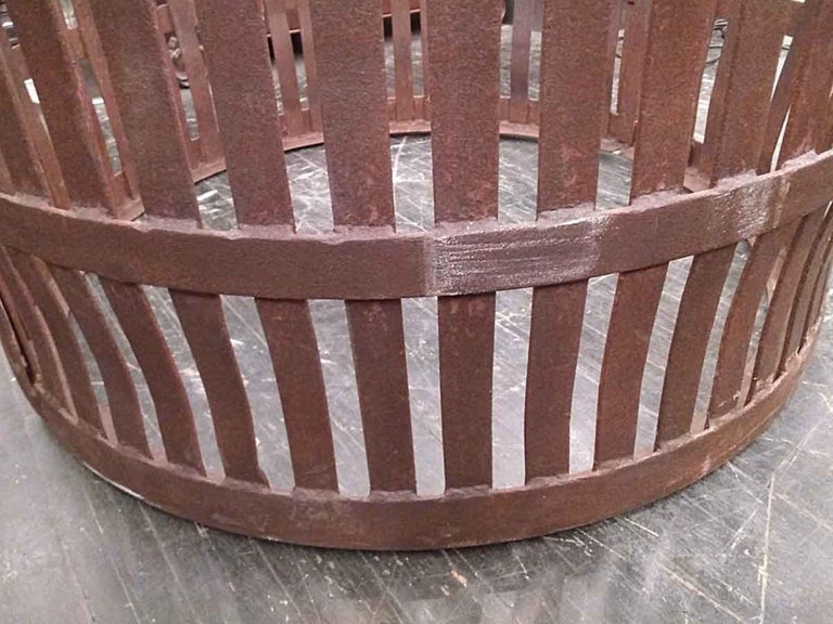 1940s Large Hand Forged Iron Basket with Heavy Duty Handle, Industrial ...