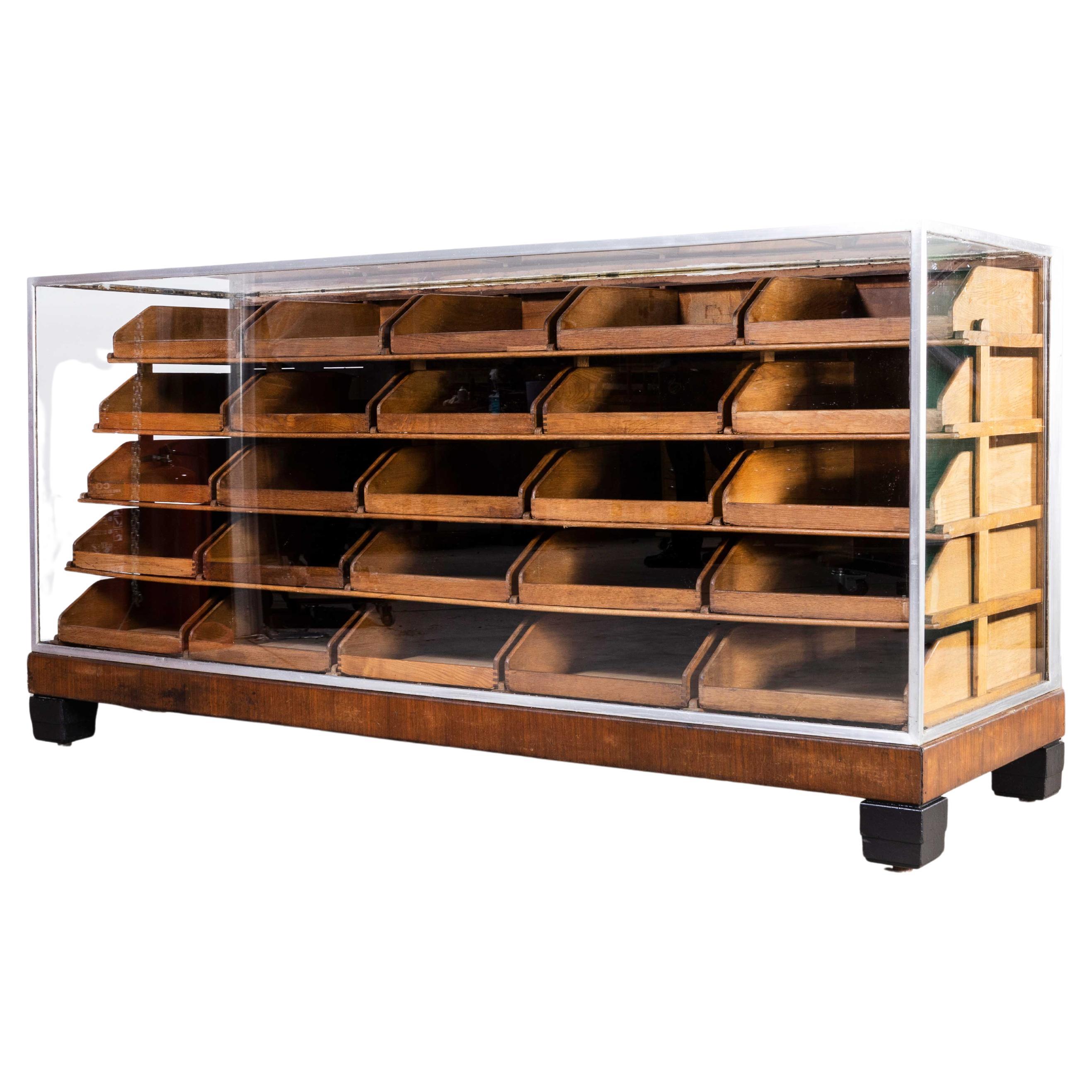 1940's Large Rectangular Pollard and Co Brass Haberdashery Cabinet, 18 ...