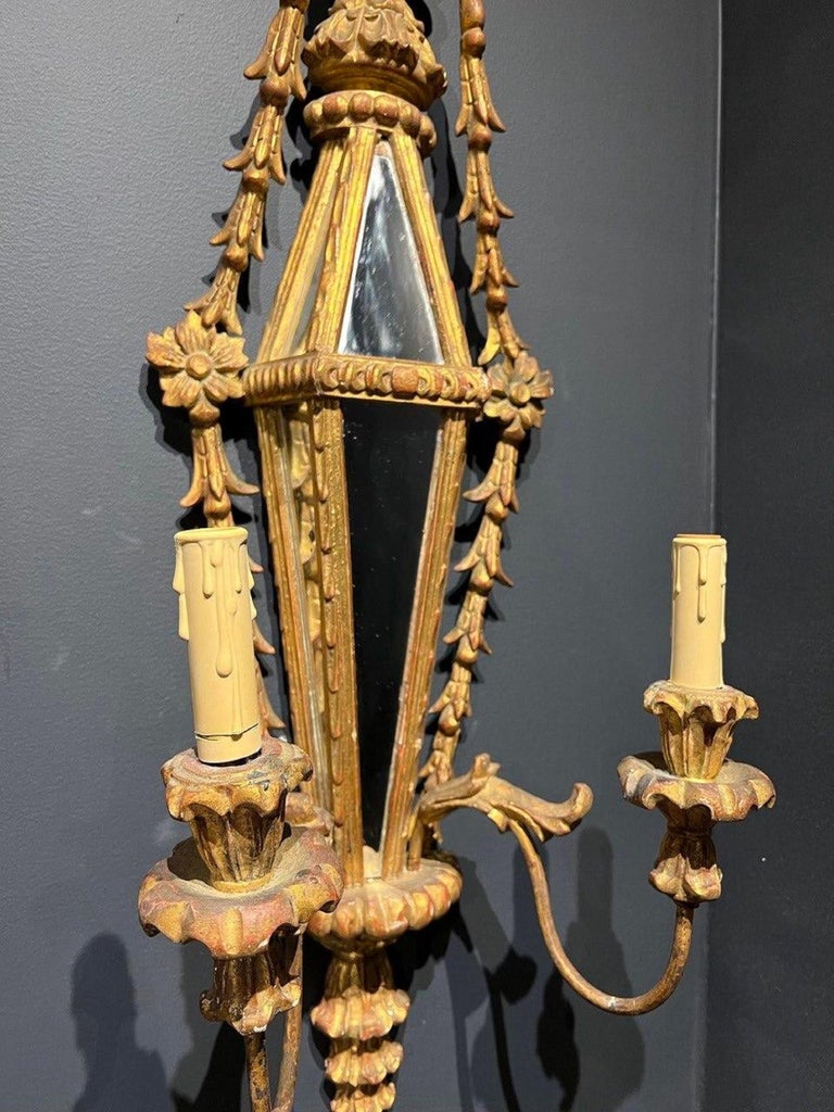 Pair of Large Wooden Sconces, circa 1940s For Sale at 1stDibs