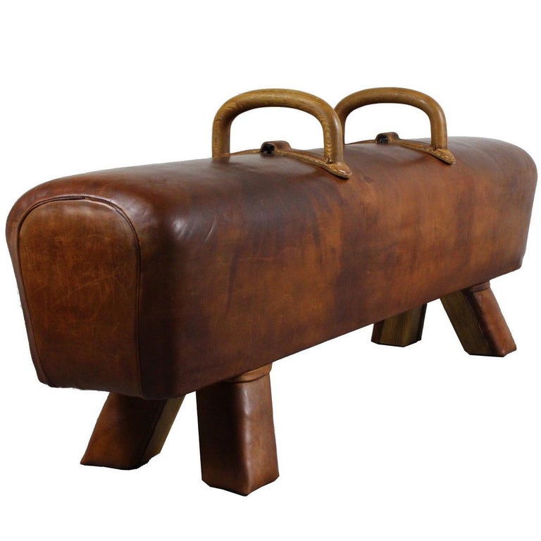 1940s Leather Gym Pommel Horse Bench at 1stDibs