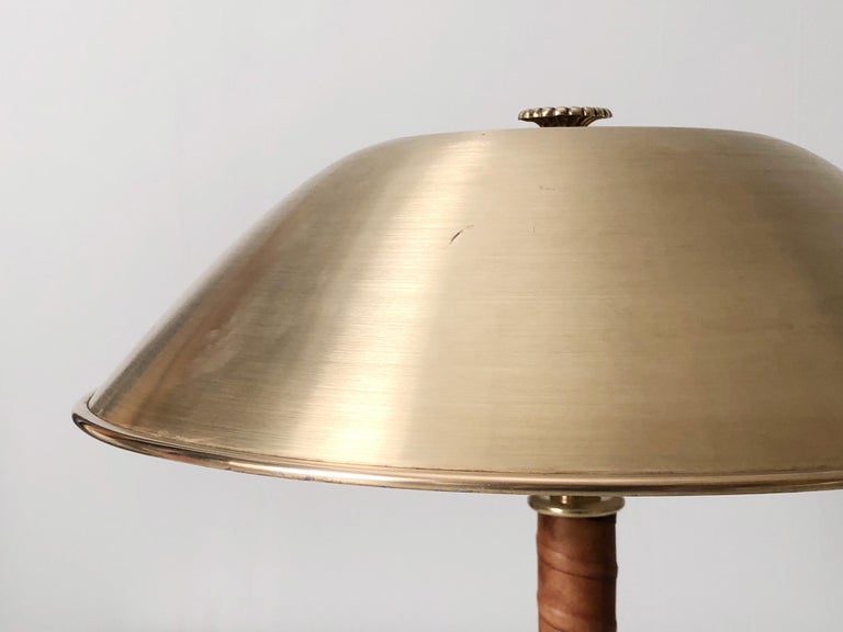 1940’s Leather Wound Brass Table Lamp by Harald Notini for Nordiska ...