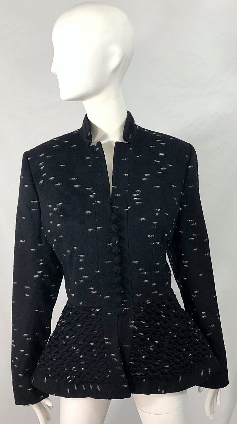 1940s Lilli Ann Black and White Avant Garde Wool Vintage 40s Peplum ...