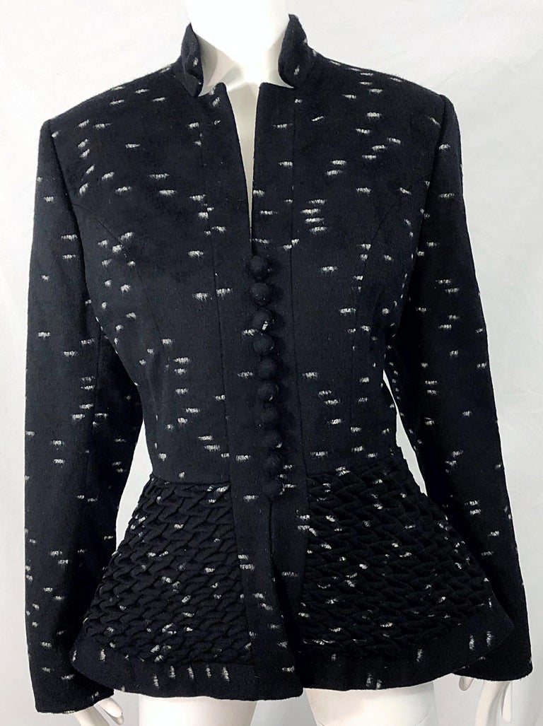 1940s Lilli Ann Black and White Avant Garde Wool Vintage 40s Peplum ...