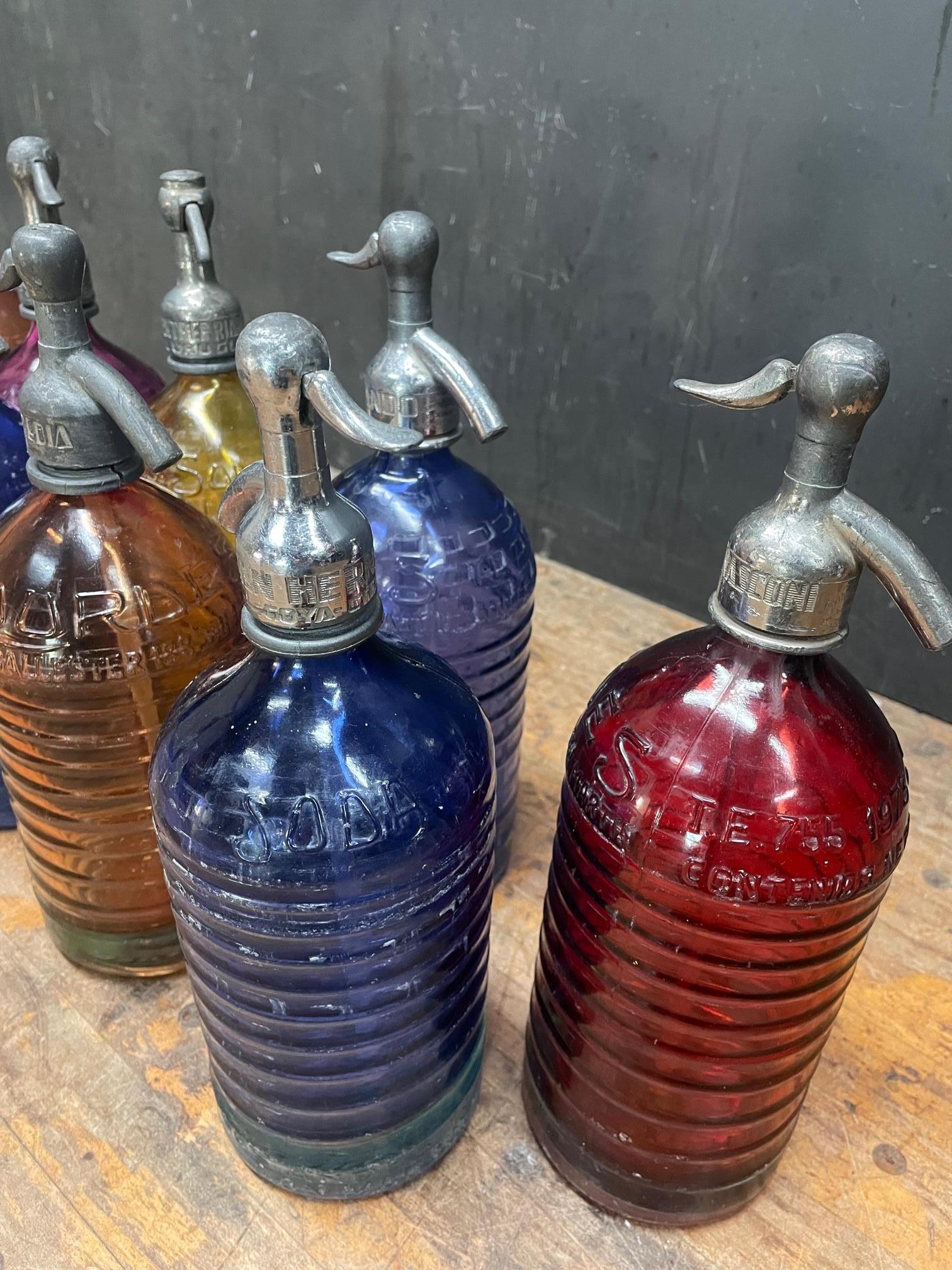 1940s Lourdes Siphon Seltzer Soda Bottle Collection Colorful Glass ...