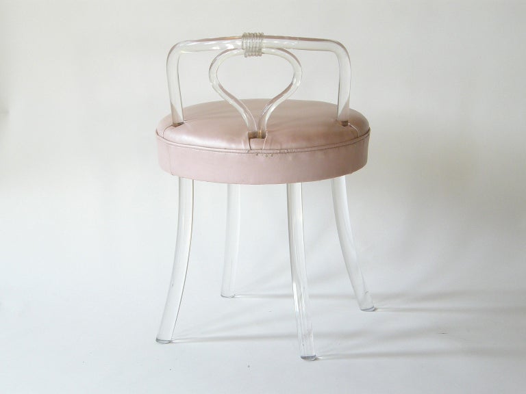 1940s Lucite Vanity Chair Stool with Swivel Base by The Reflectone ...