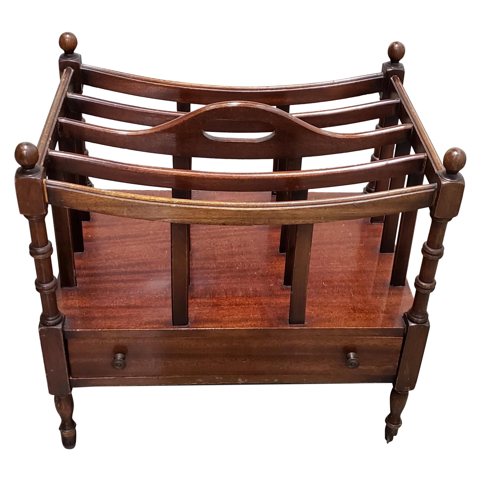 1940s Mahogany Magazine Rack with Drawer at 1stDibs