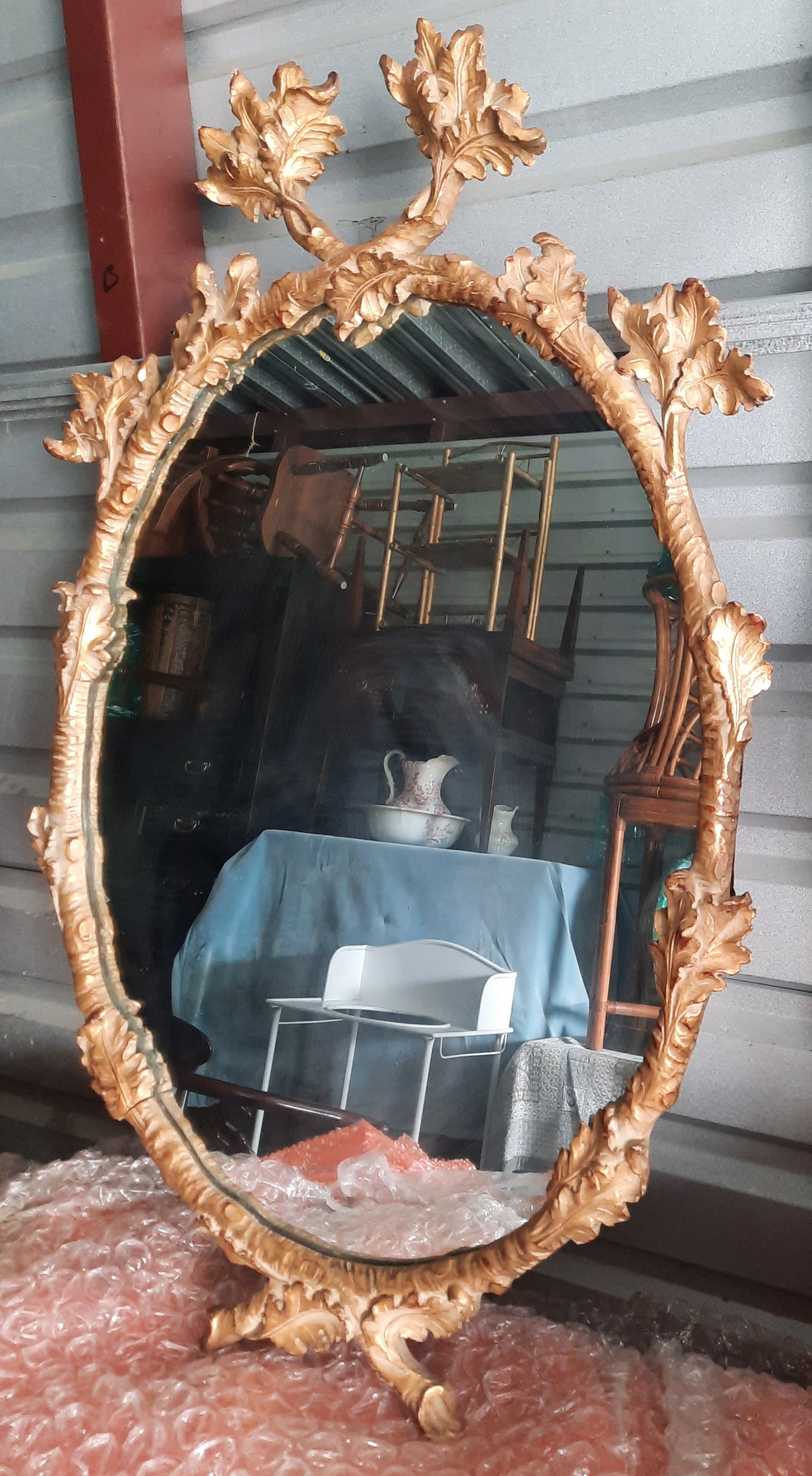 1940s Maple Gold Leaves and Branches Giltwood Mirror For Sale at 1stDibs