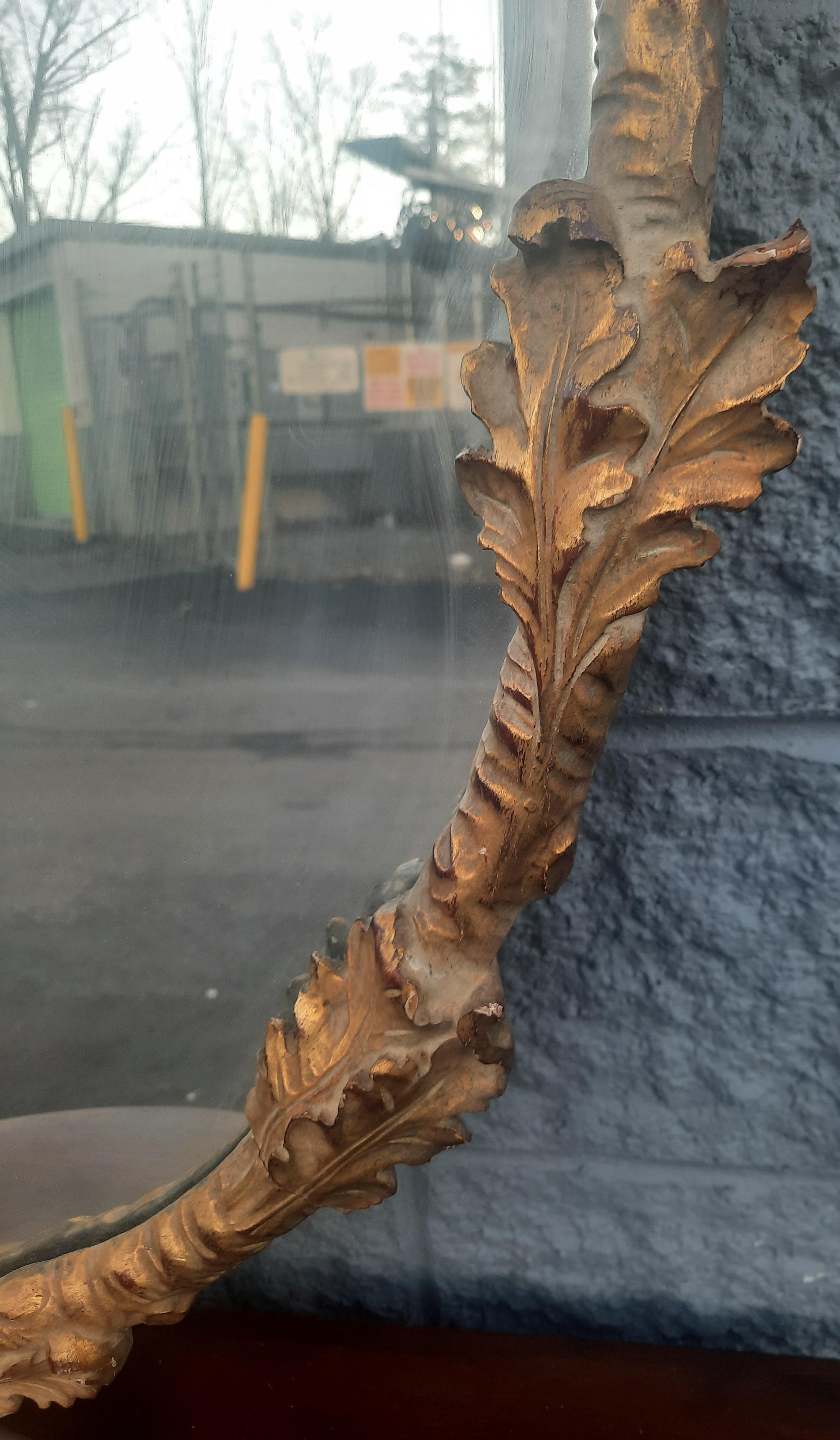 1940s Maple Gold Leaves and Branches Giltwood Mirror For Sale at 1stDibs