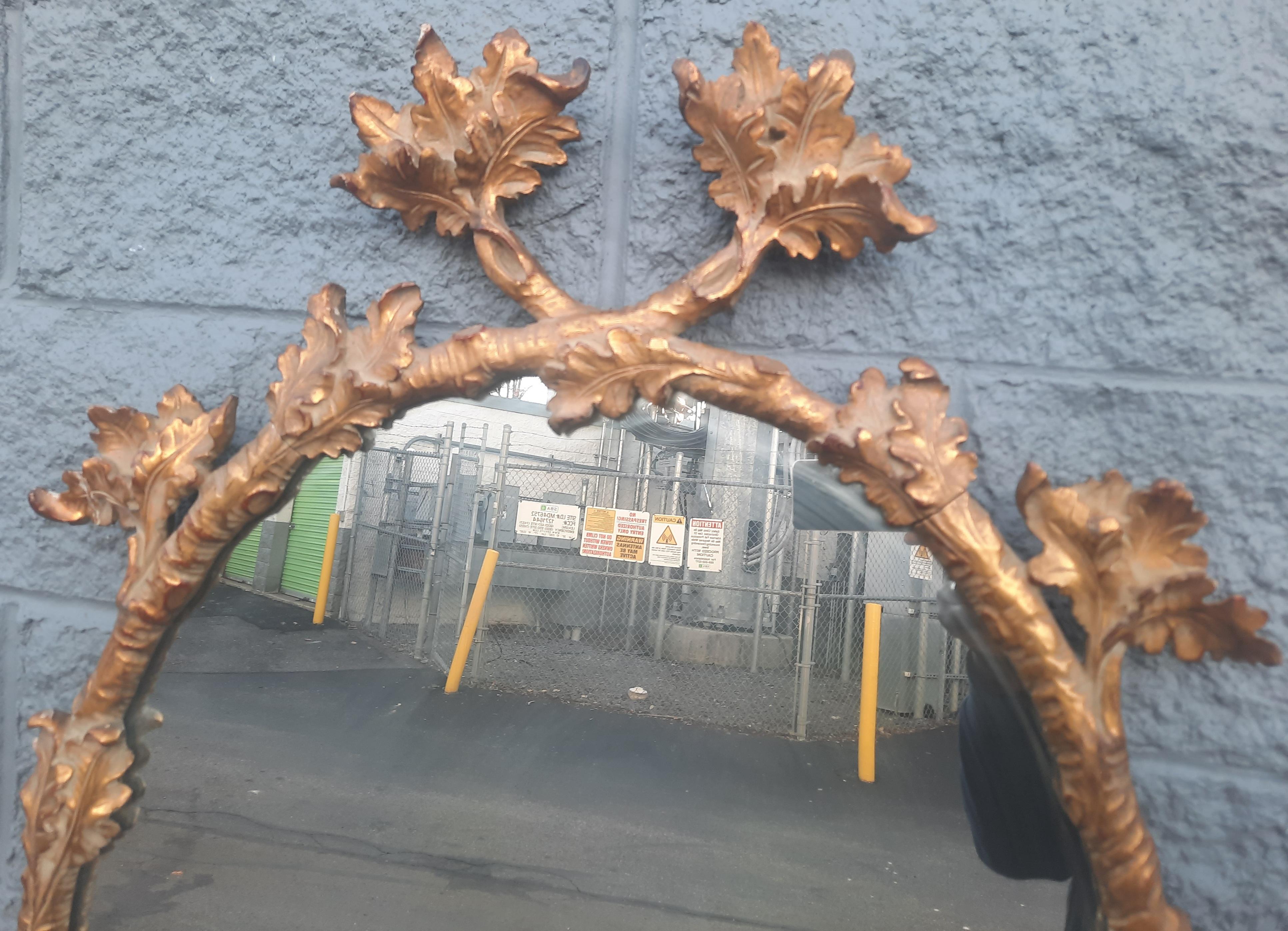 1940s Maple Gold Leaves and Branches Giltwood Mirror For Sale at 1stDibs