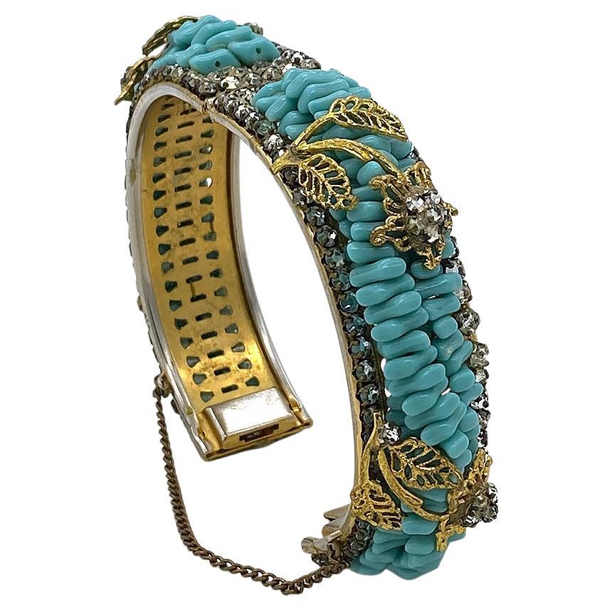 1940s Miriam Haskell Detailed Handwired Hinge Bangle Bracelet For Sale ...