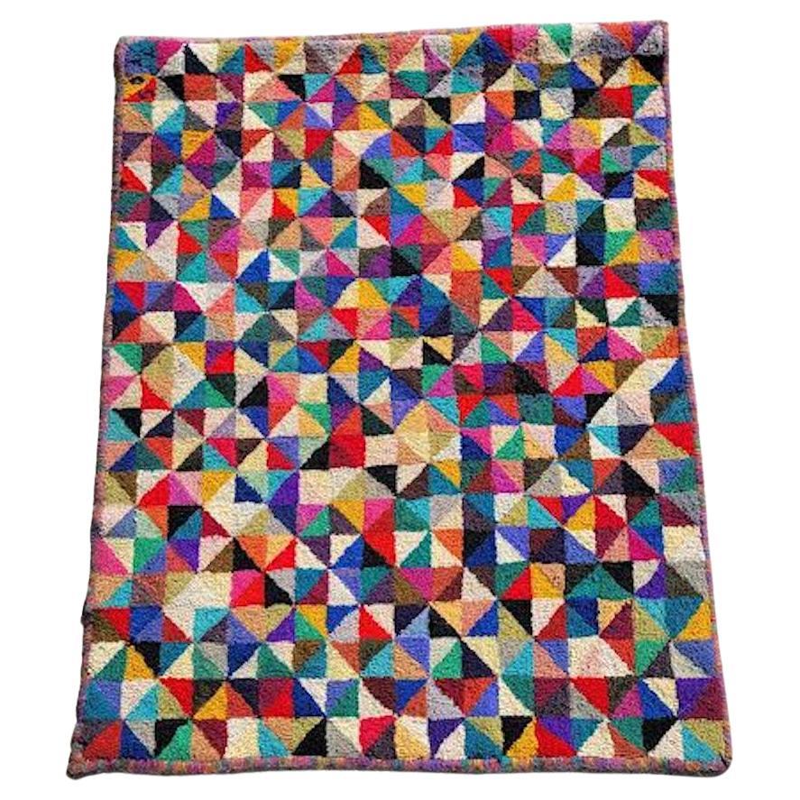 Log Cabin Pattern Hooked Rug For Sale at 1stDibs