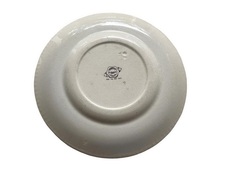 1940s Navy and White English Fish Plate For Sale at 1stDibs