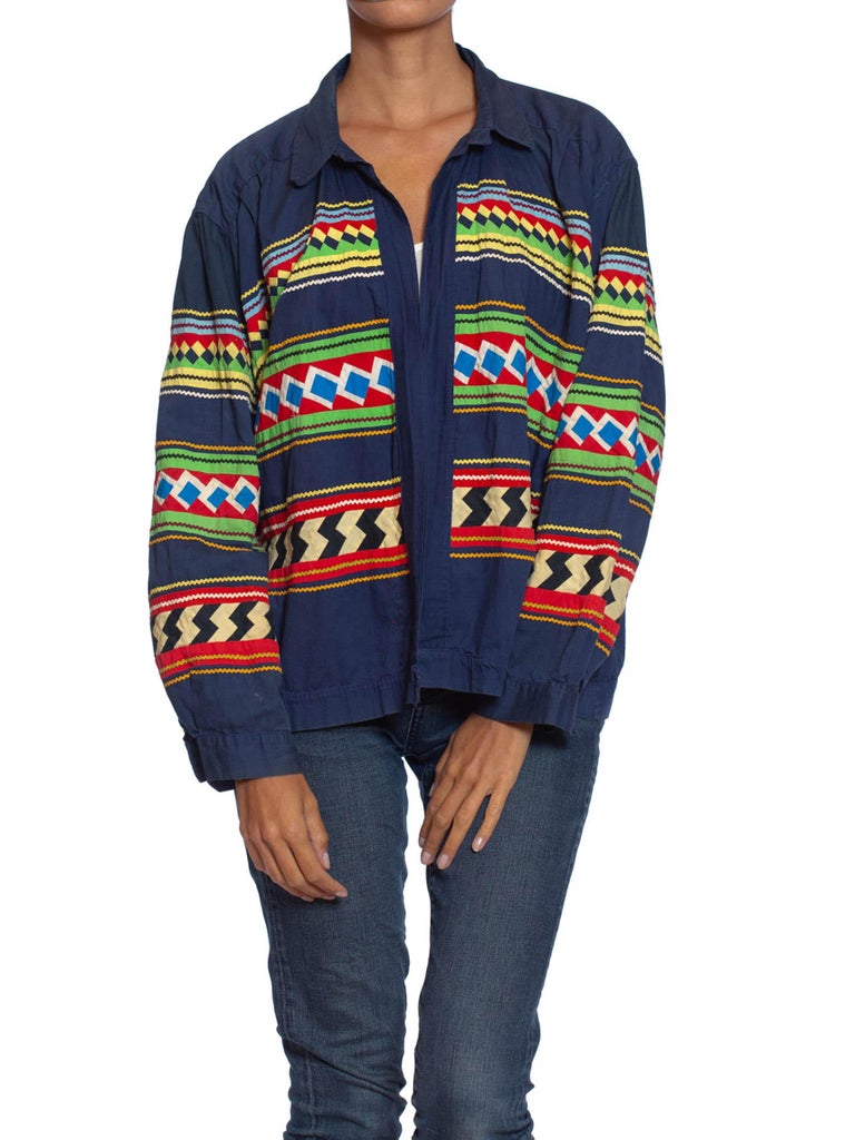1940S Navy Blue Patchwork Cotton Florida Seminole Native American ...