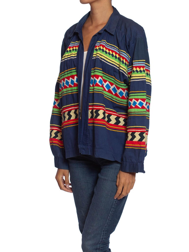 1940S Navy Blue Patchwork Cotton Florida Seminole Native American ...