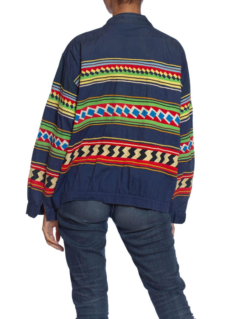 1940S Navy Blue Patchwork Cotton Florida Seminole Native American ...