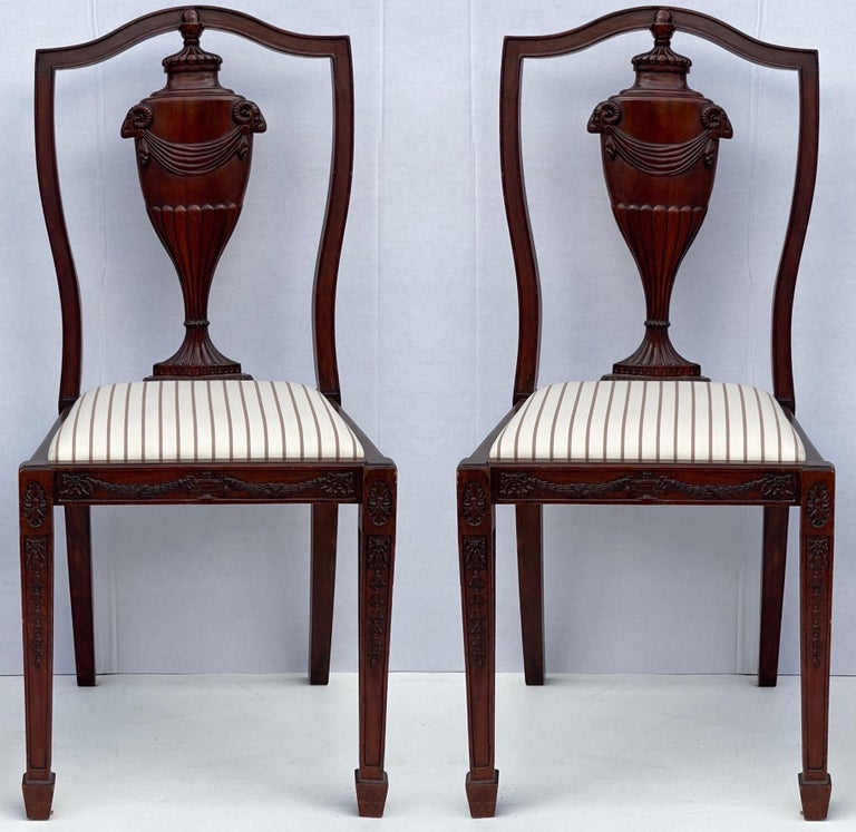 1940s Neo-Classical Style Carved Mahogany Side Chairs, Pair For Sale at ...