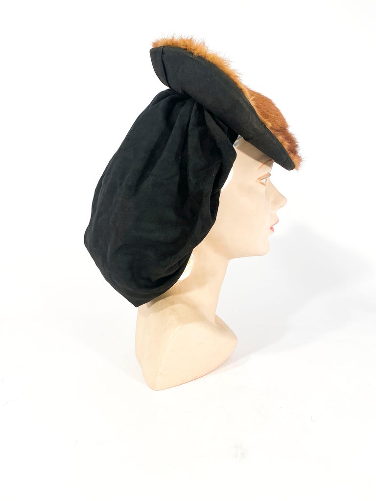 1940s Nutria Fur and Suede Leather Snood Hat at 1stDibs | nutria fur ...